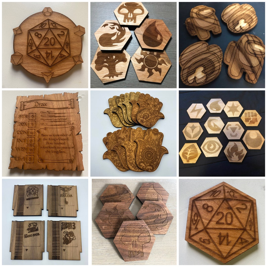 Custom Wooden Coaster Set. Laser Cut and Engraved. - Etsy