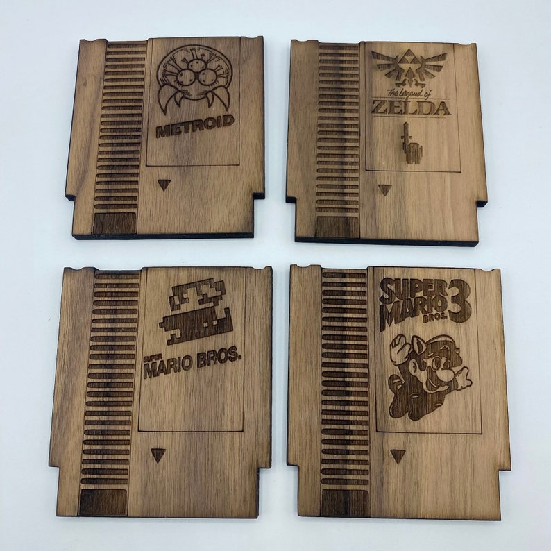 Retro Game NES Cartridge Wooden Coasters. - Etsy