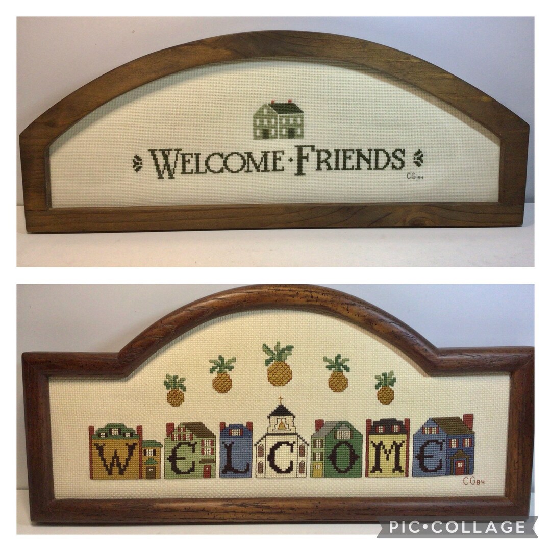 Choice of 2 Completed, Framed Welcome Cross Stitch Signs. Not Kits ...