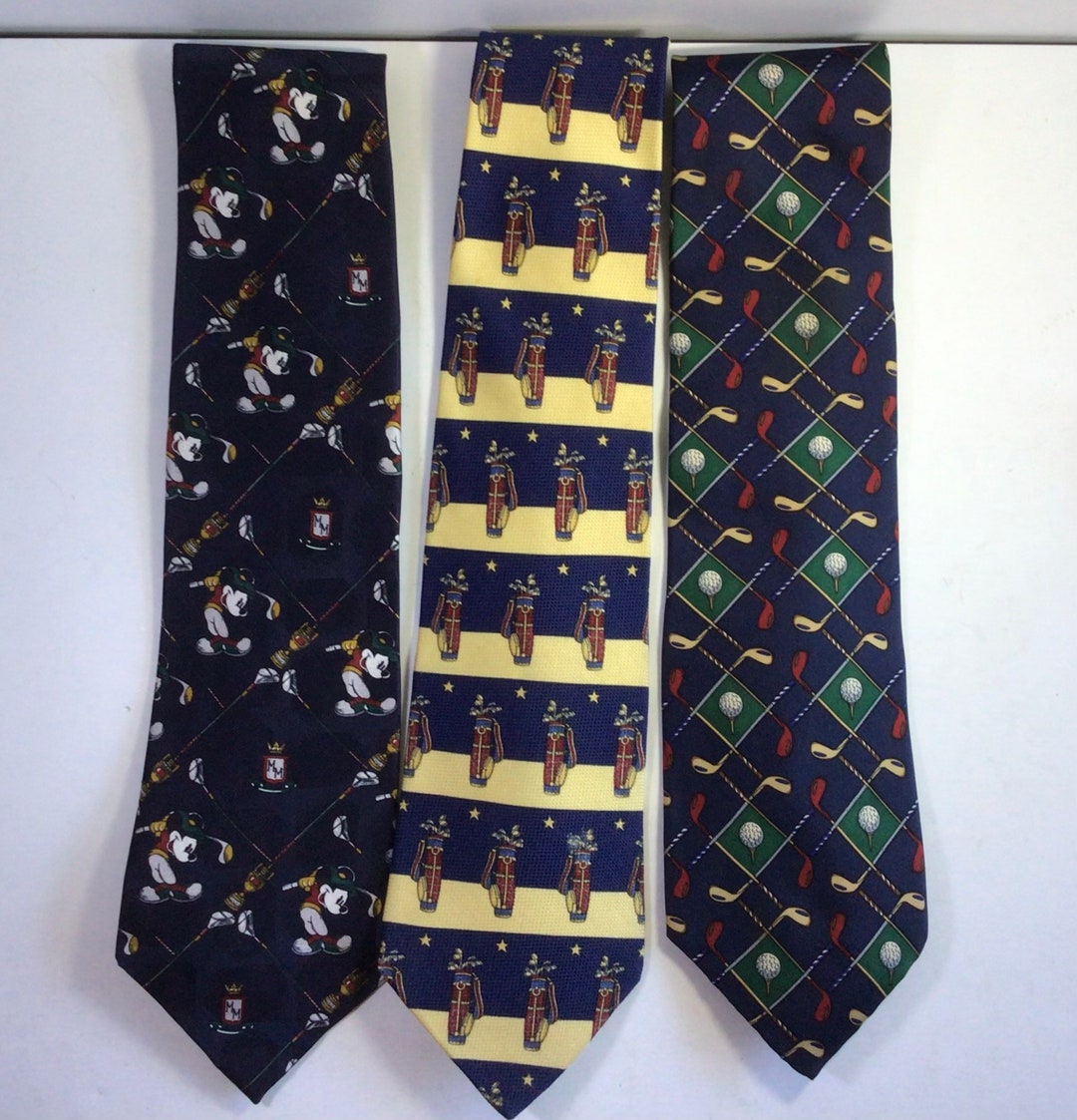 Choice of 3 Golf Ties, Including Disney Mickey Tie. 100% Silk ...