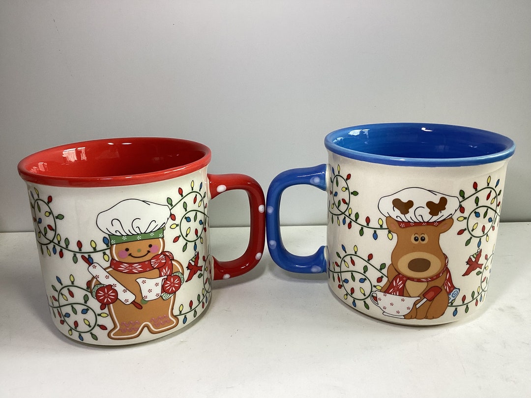 Adorable Pair of 16oz Temptations Winter Whimsy Mugs Featuring Reindeer ...