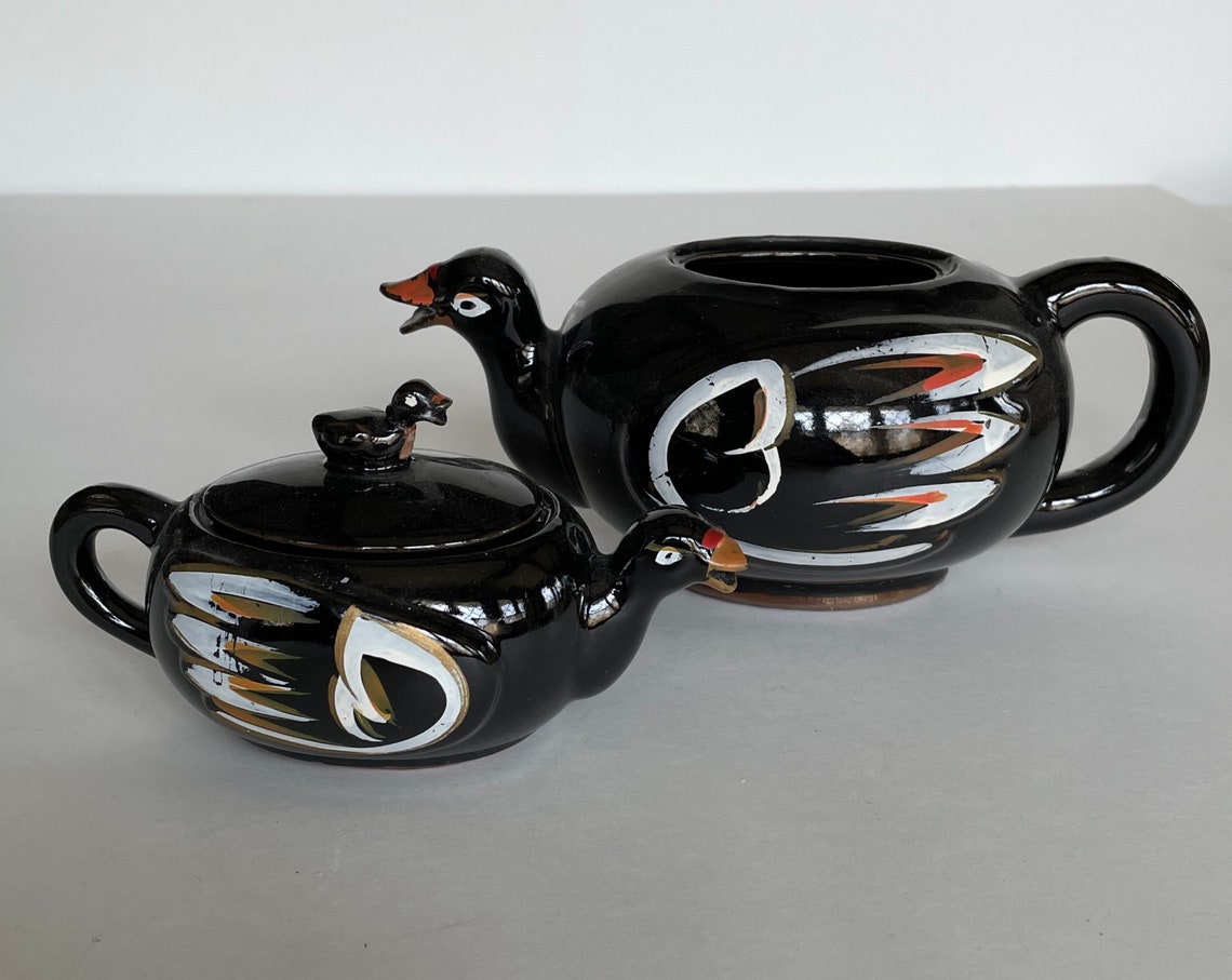 Redware Chicken Stacking Teapot and Creamer. Made in Japan. in - Etsy