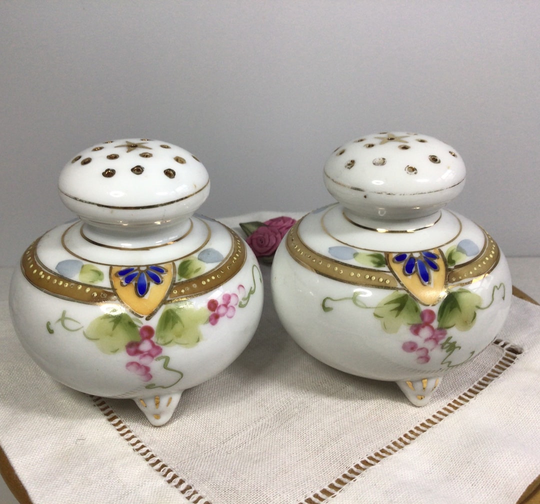 Vintage Hand Painted Floral Moriage Nippon Japan Salt and Pepper Set ...