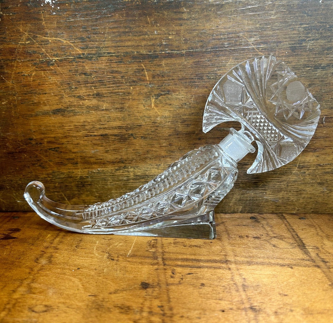 Rare 1940s Czechoslovakia Clear Cut Crystal Cornucopia Horn Perfume ...