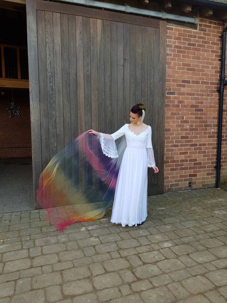 Rainbow Veil-ombre Veil Unicorn Veil-coloured Veil Coloured - Etsy