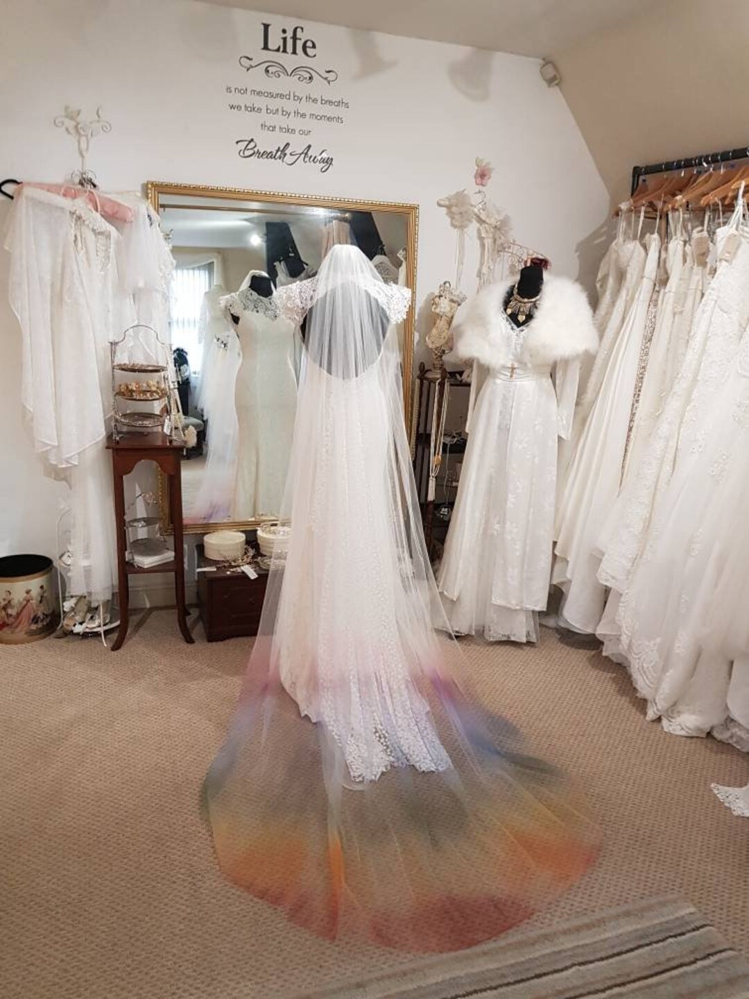 Rainbow Veil, Ombre Veil, Unicorn Veil, Coloured Veil, Coloured Bridal ...