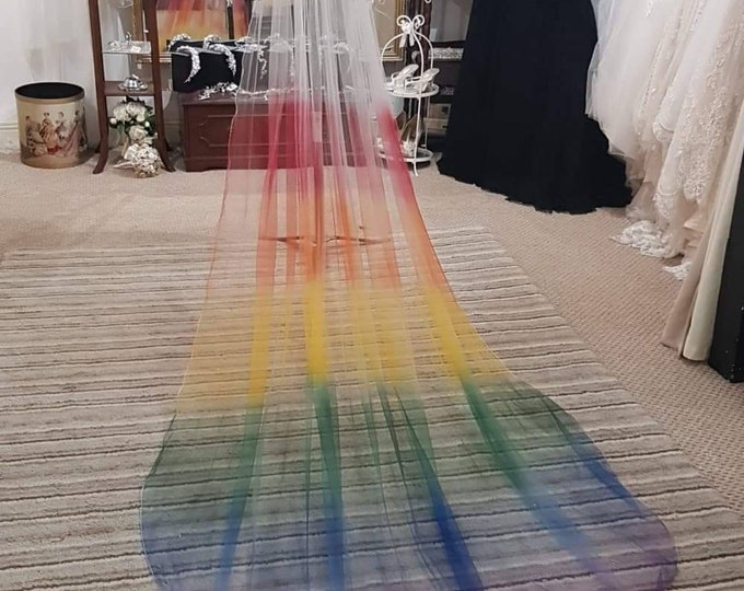 Rainbow Veil, Ombre Veil, Unicorn Veil, Coloured Veil, Coloured Bridal ...