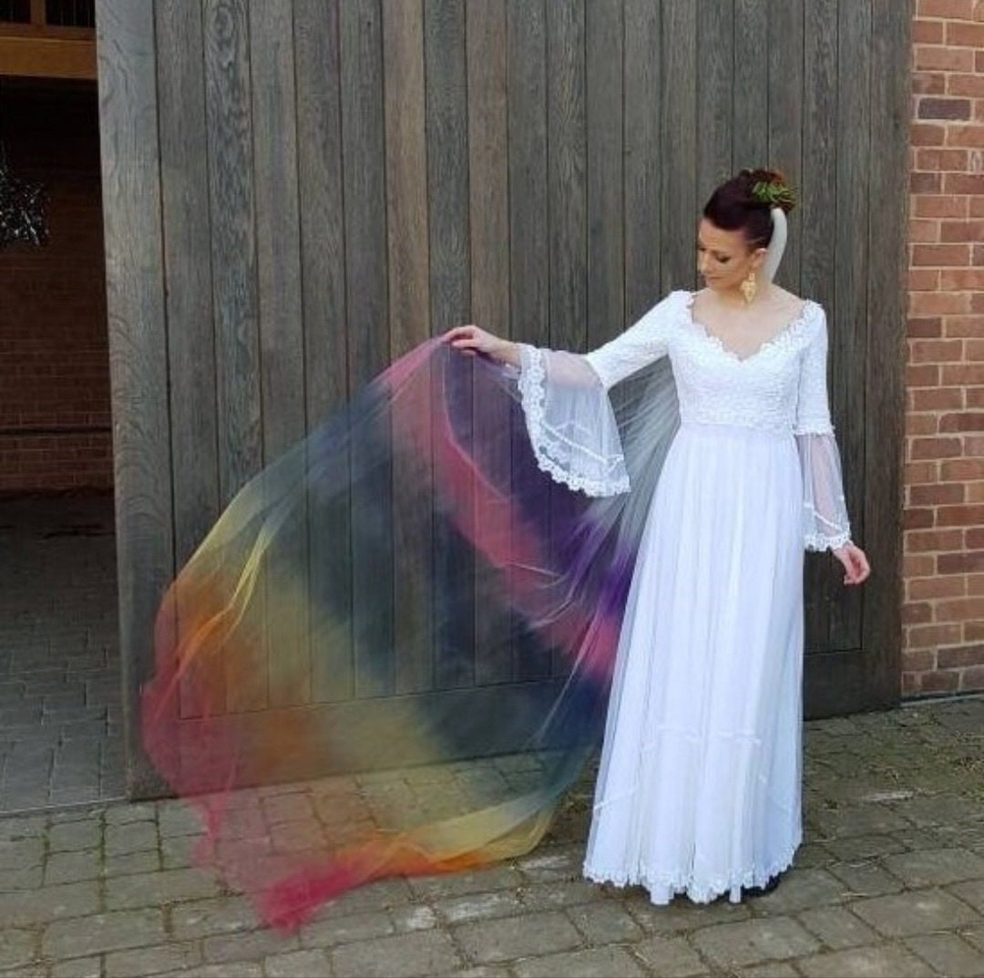 Rainbow Veil-ombre Veil, Unicorn Veil-coloured Veil- Coloured Bridal ...