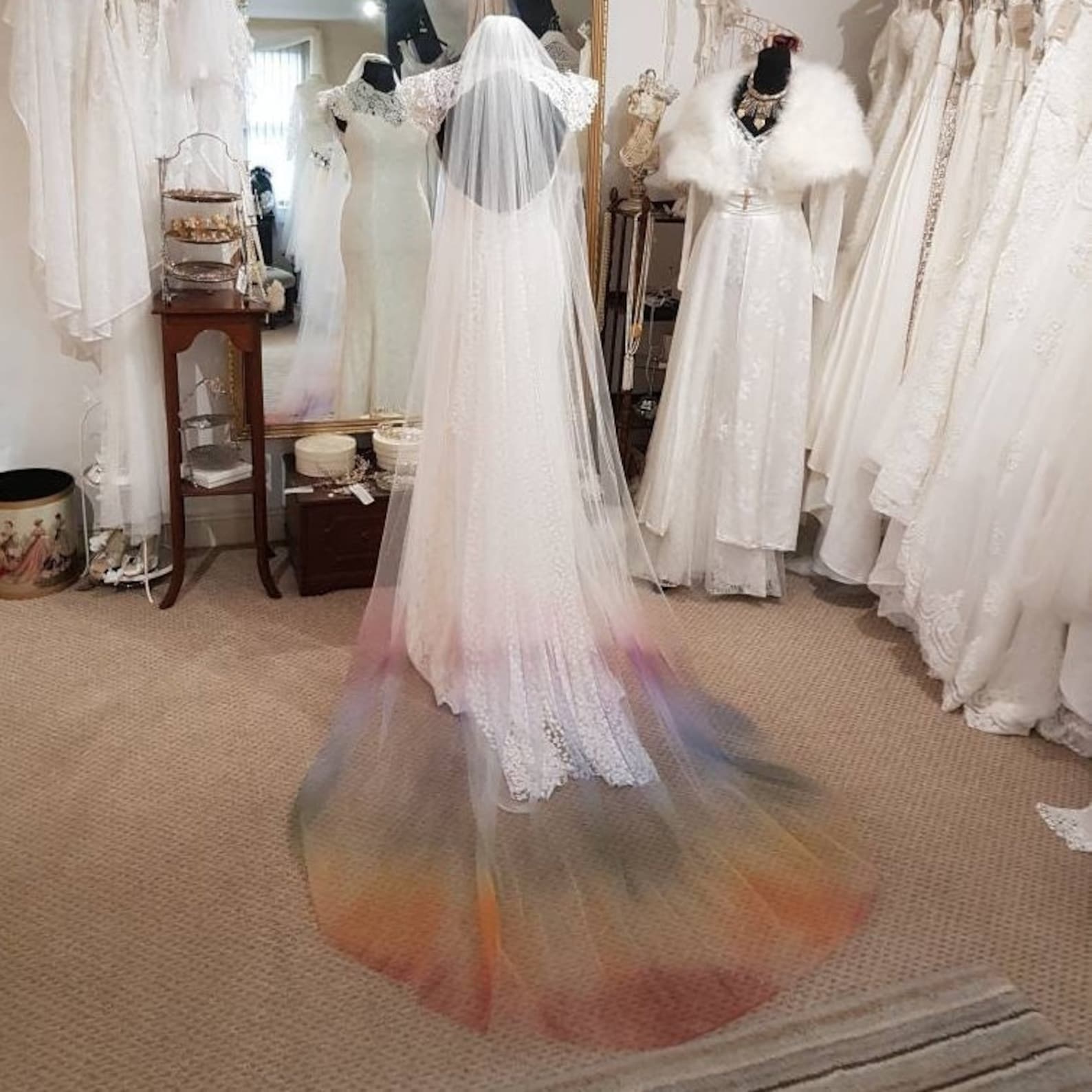 Rainbow Veil-ombre Veil, Unicorn Veil-coloured Veil- Coloured Bridal ...