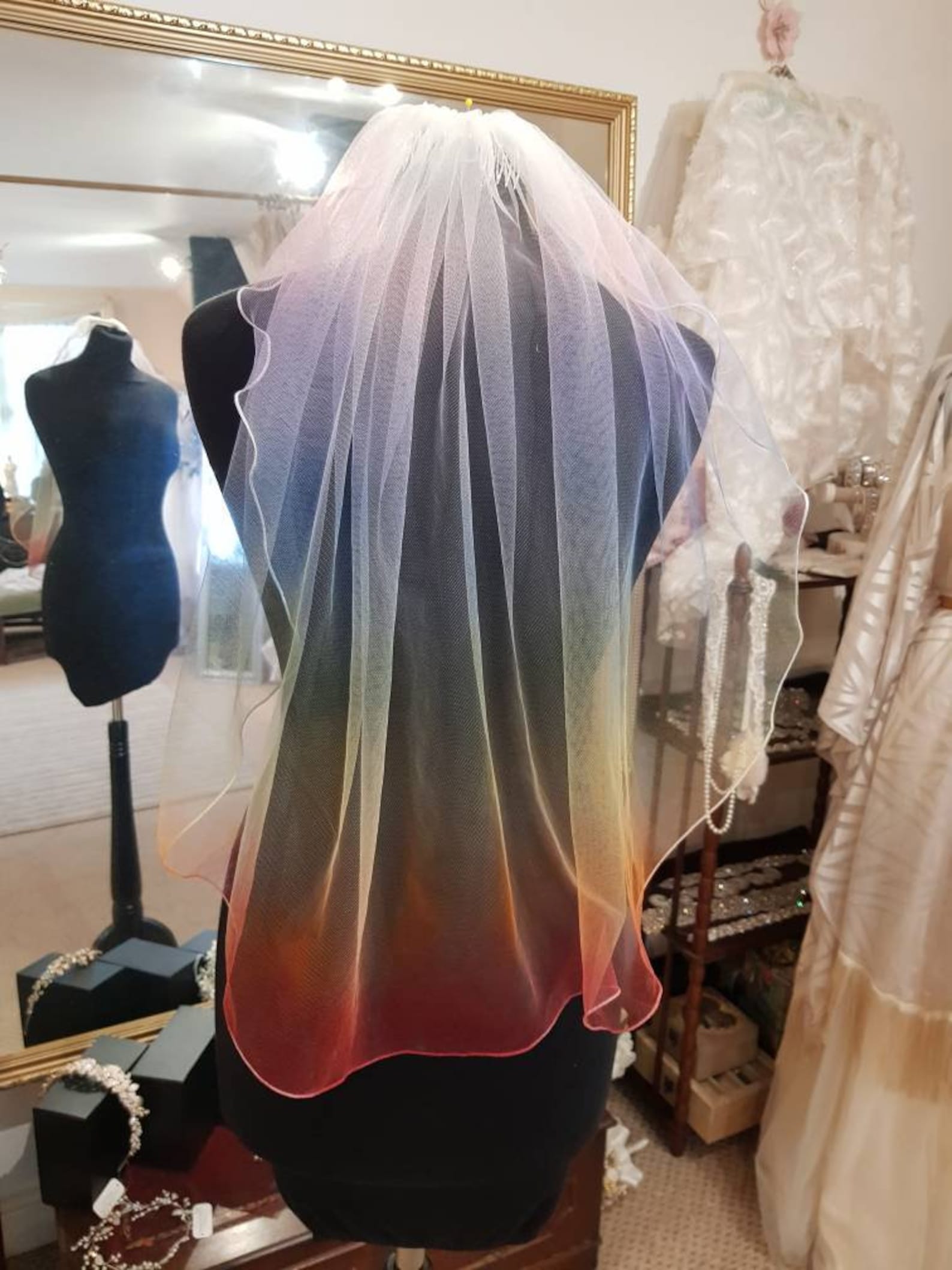 Rainbow Veil-ombre Veil Unicorn Veil-coloured Veil Coloured - Etsy