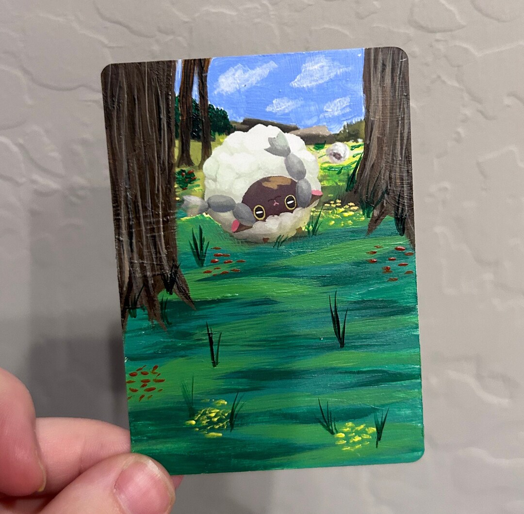 Painted Wooloo Pokémon Card - Etsy UK