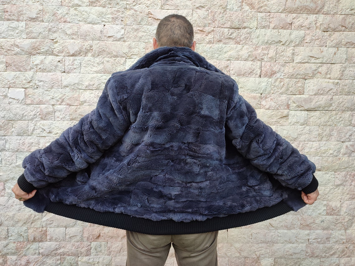 Men Fur Coat Blue Rex Rabbit - Etsy