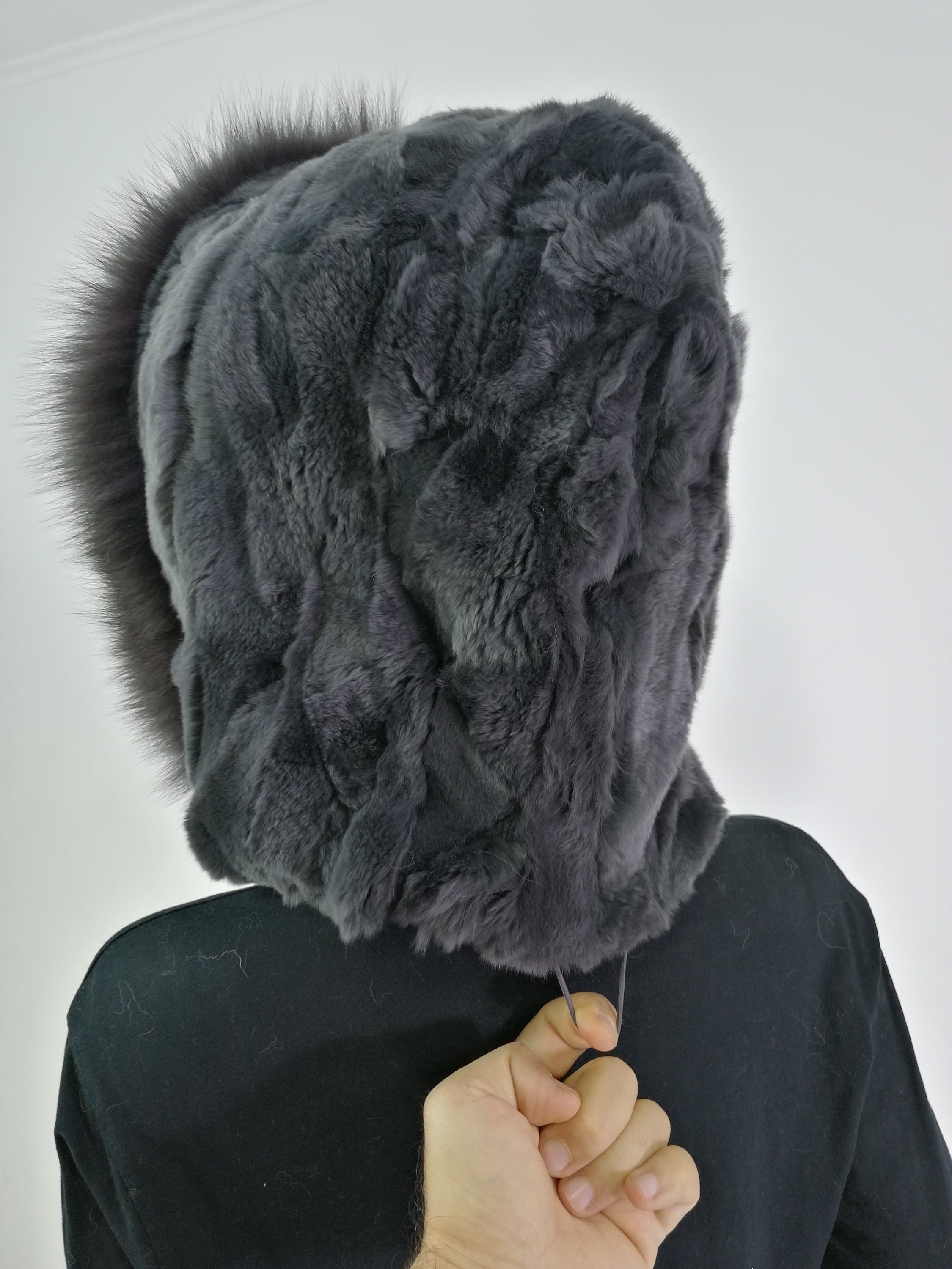 Genuine fur hood rex rabbit