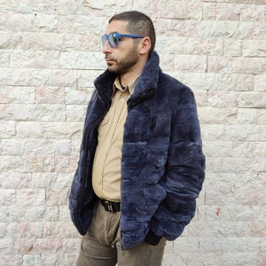 Men Fur Coat Blue Rex Rabbit - Etsy