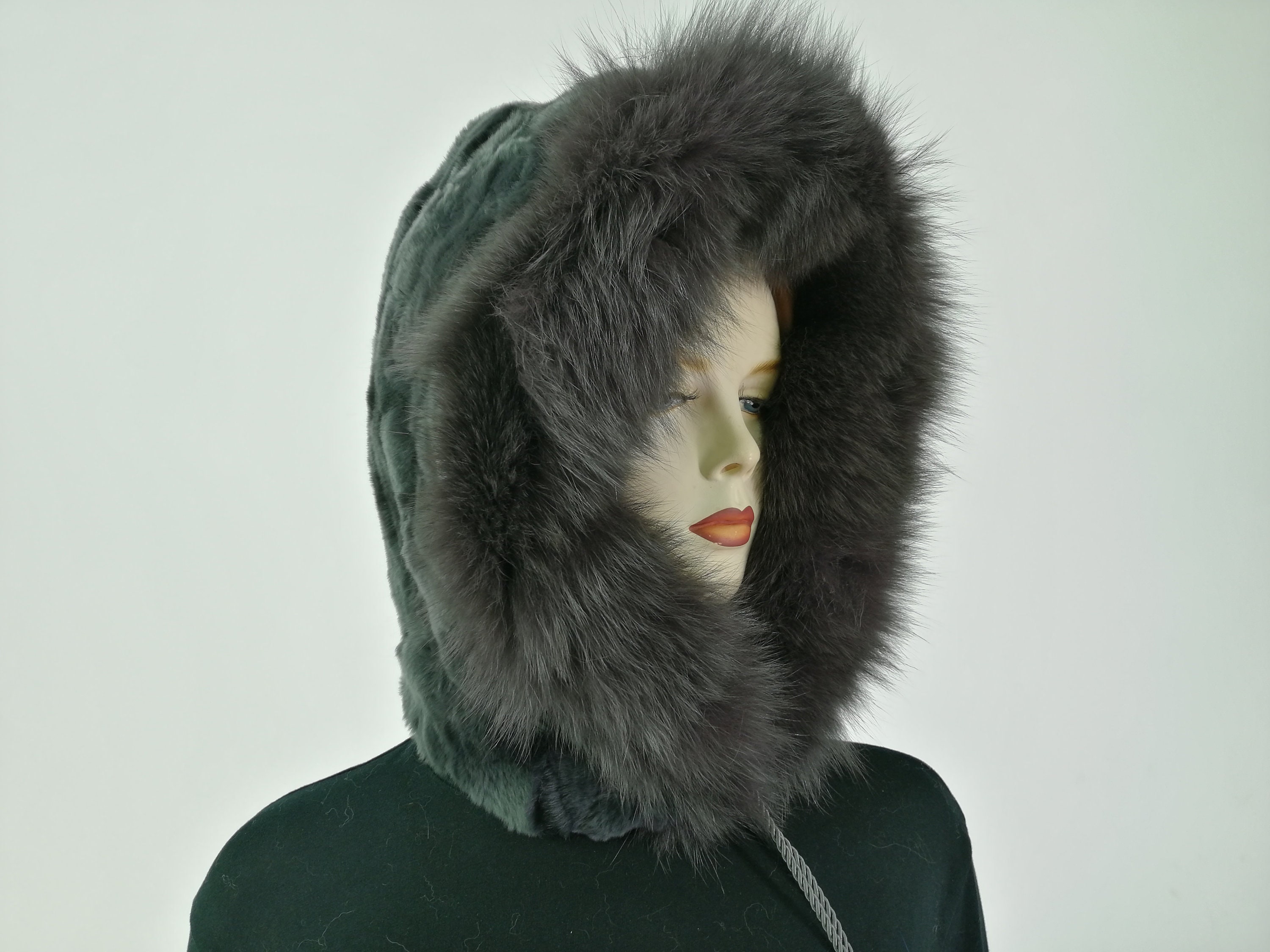 Genuine fur hood rex rabbit