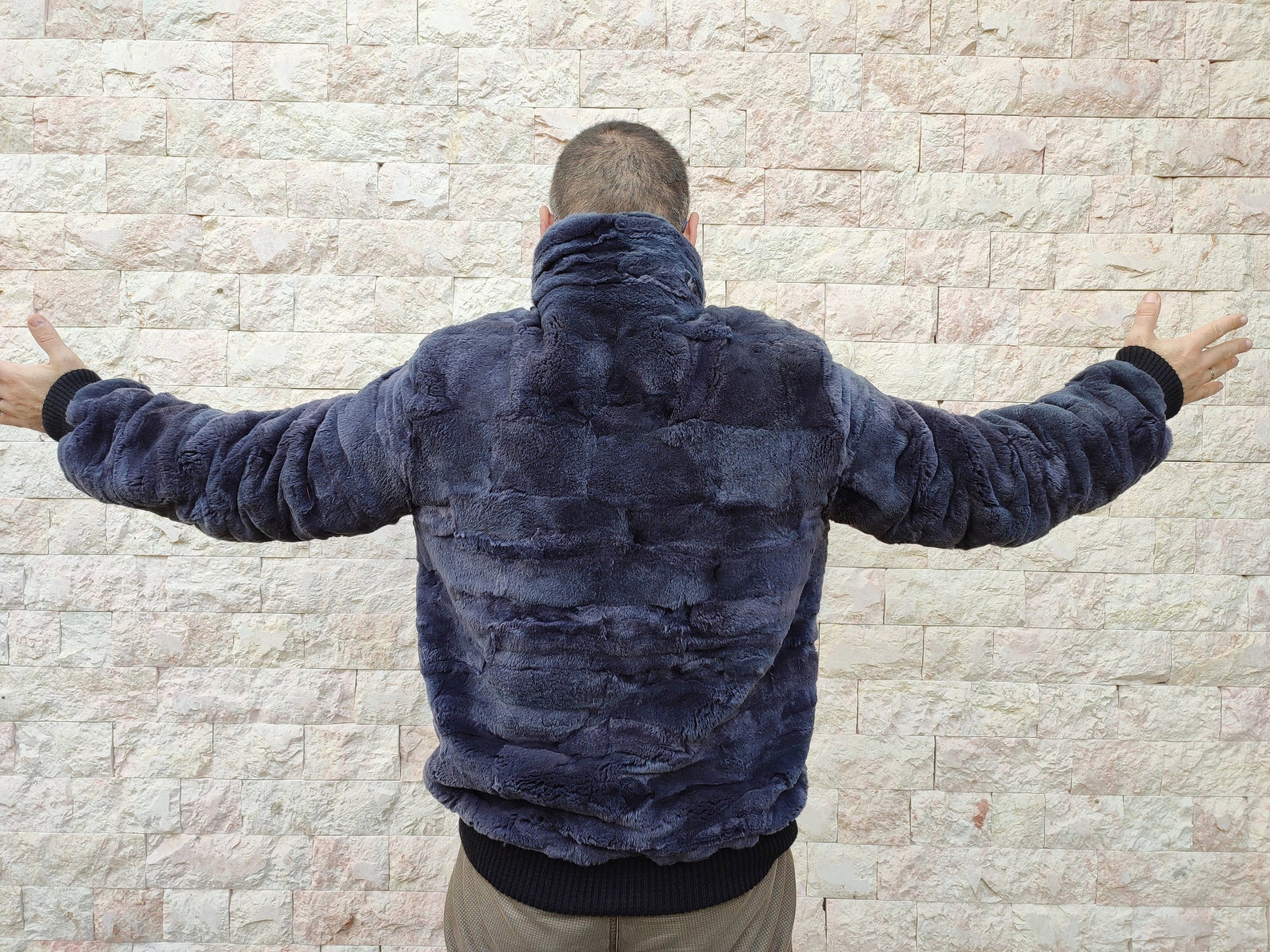 Men Fur Coat Blue Rex Rabbit | Etsy