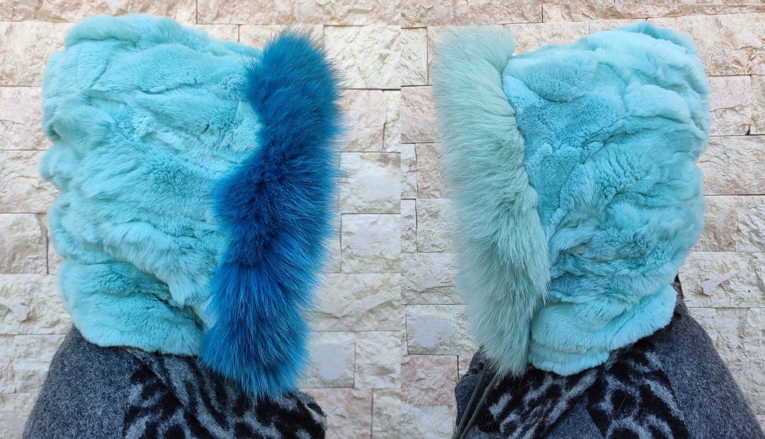 Rex Rabbit Hood With Fox Turquoise - Etsy