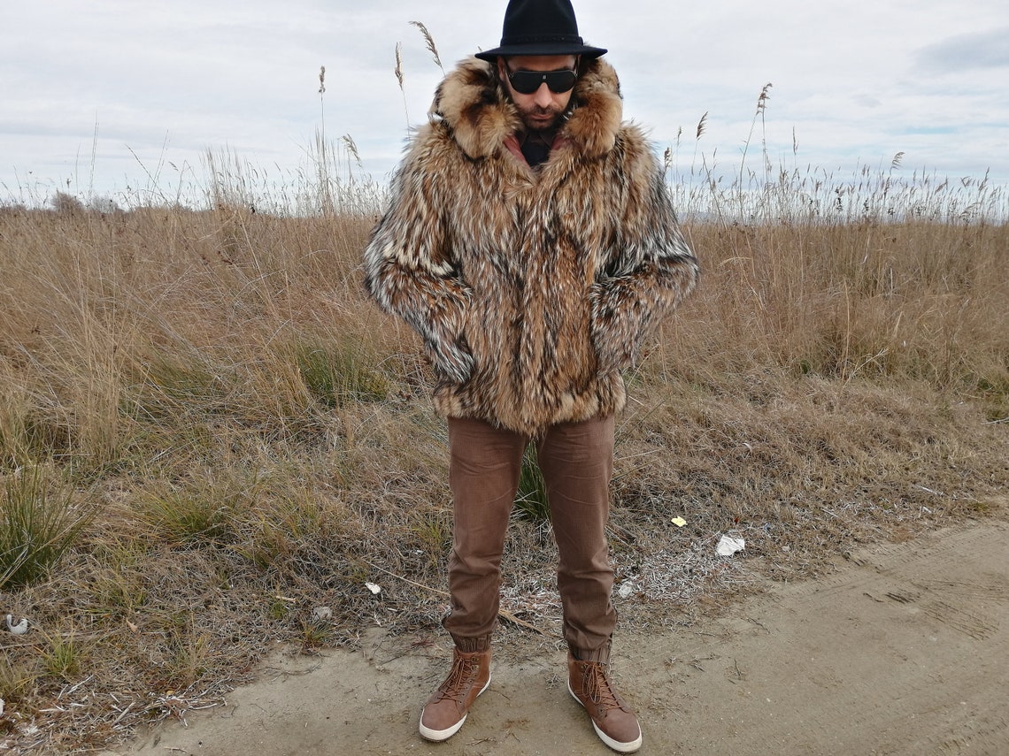 Coyote Hooded Men Jacket - Etsy