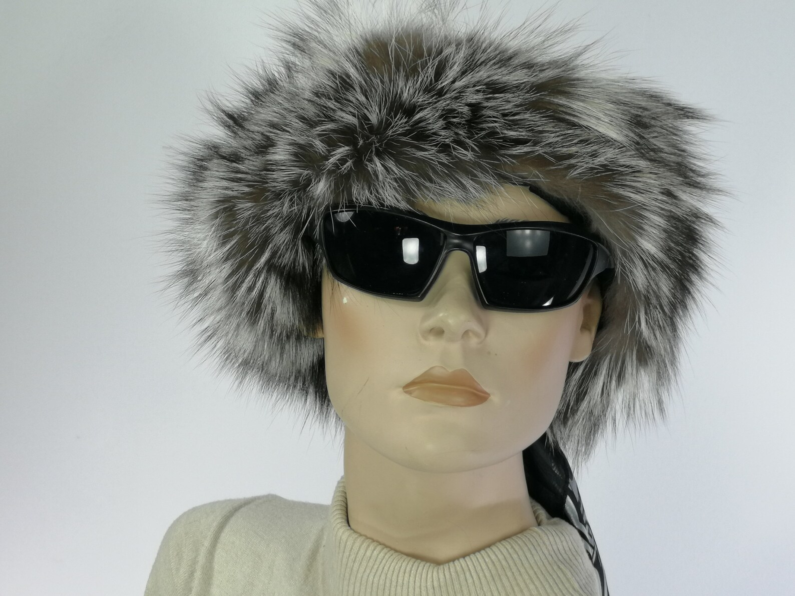 Silver Fox Scarf or Headband With Fabric Scarf | Etsy