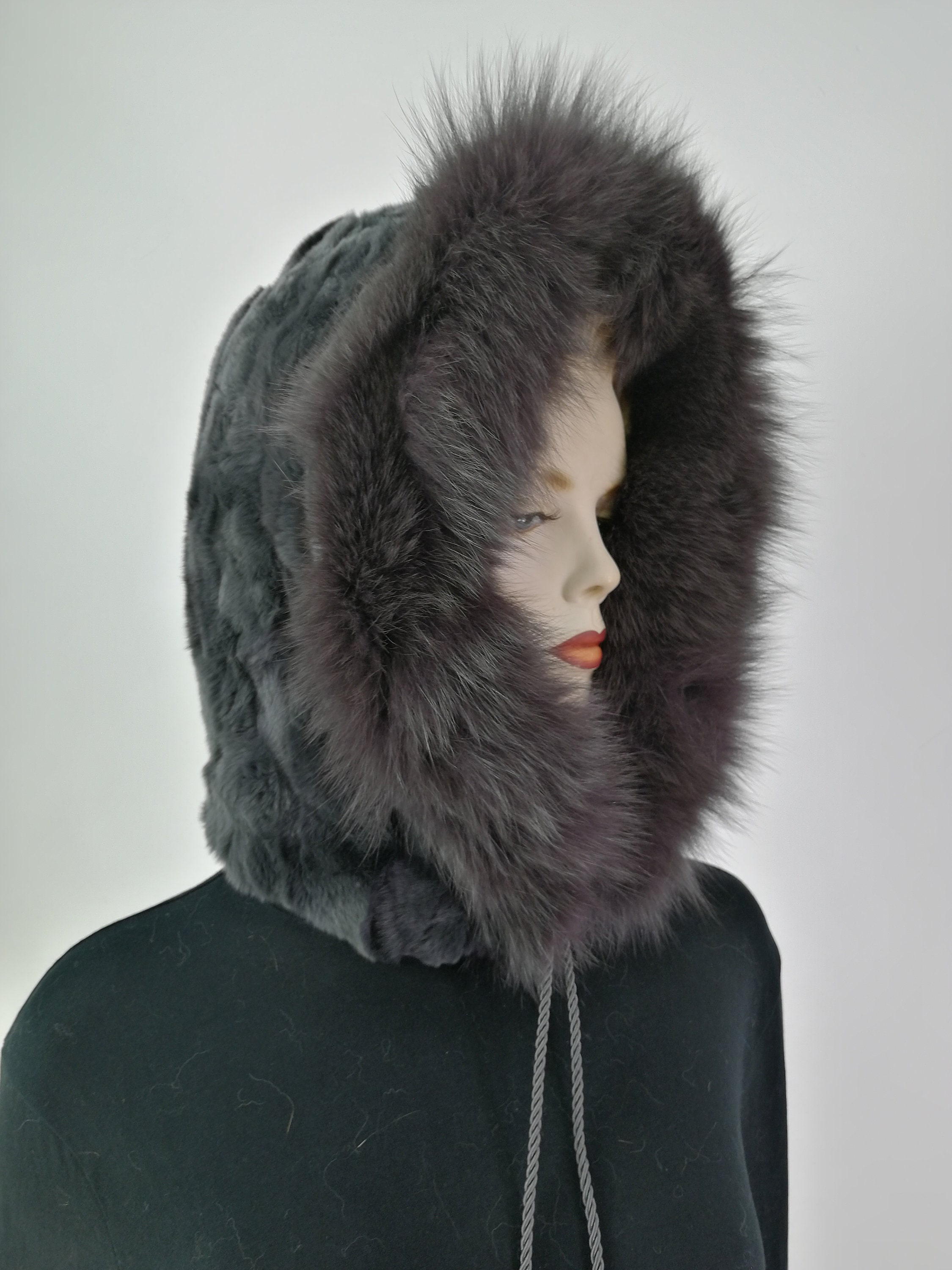 Genuine fur hood rex rabbit