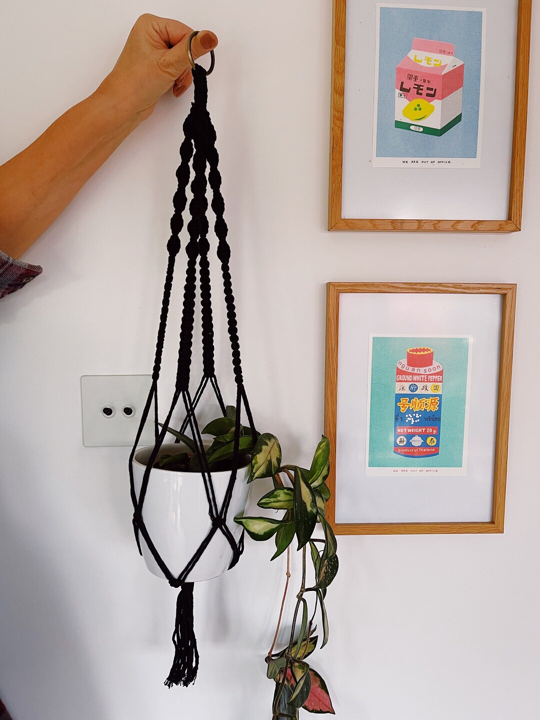 Black Macrame - Plant Hanger - Handmade and Eco Friendly Gift - Etsy ...