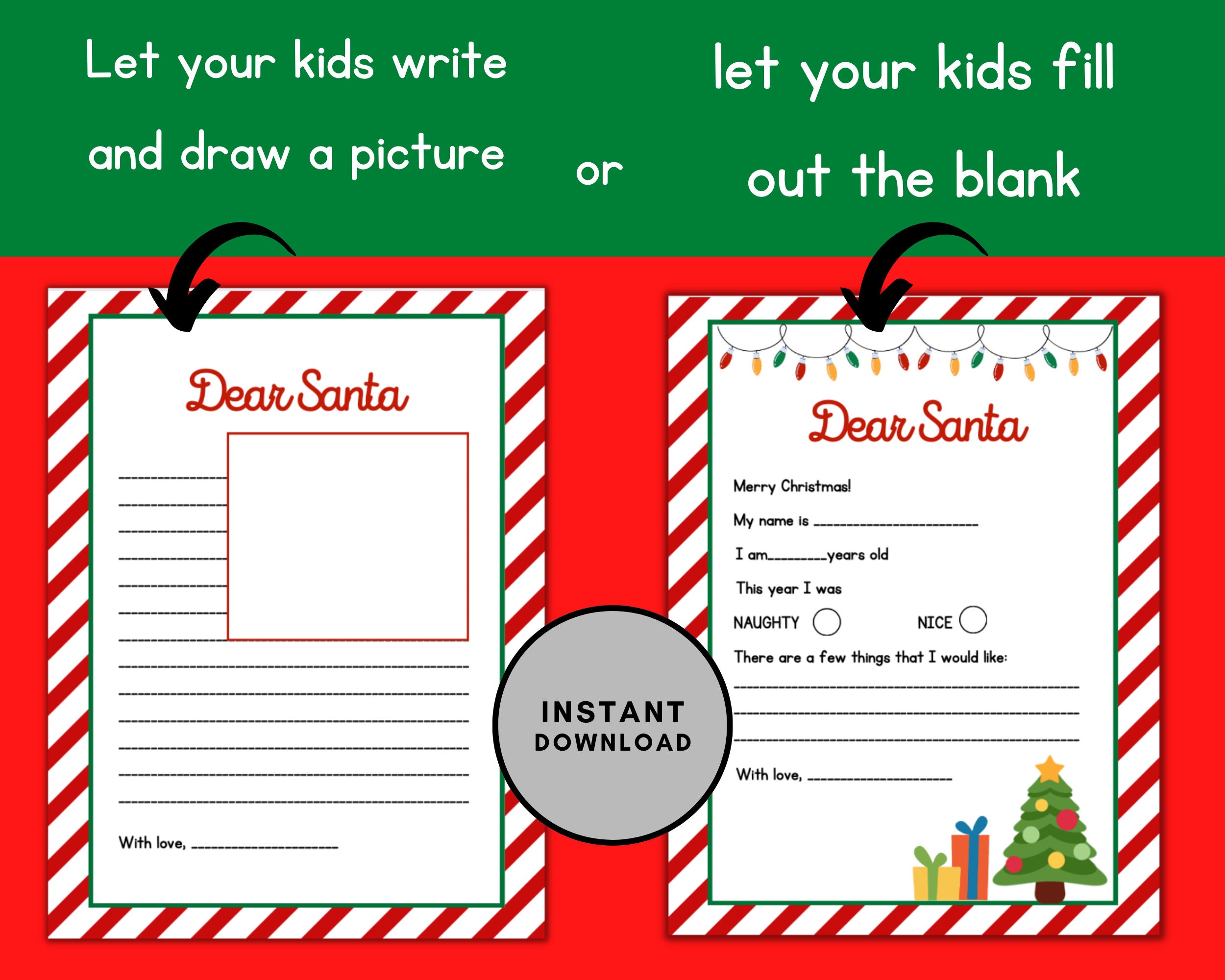 Santa Letter Printable for Kids, Christmas Activity for Kids, Letter to ...