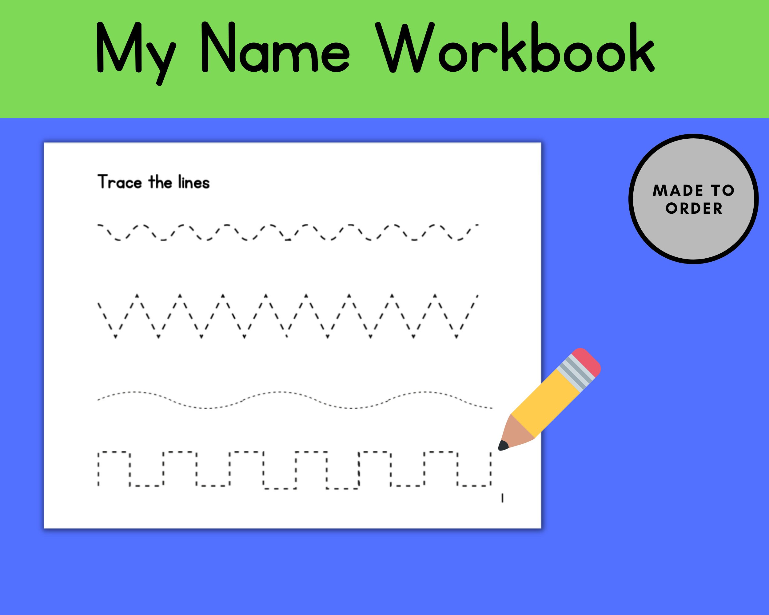 10 Page Trace My Name Workbook, Personalized Name Book, Practice My ...