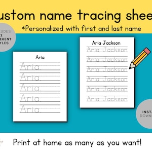 Custom Name Tracing Printable, Fine Motor Practice, Handwriting ...
