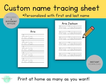 Custom Name Tracing Sheet Printable Bundle, Fine Motor Practice ...