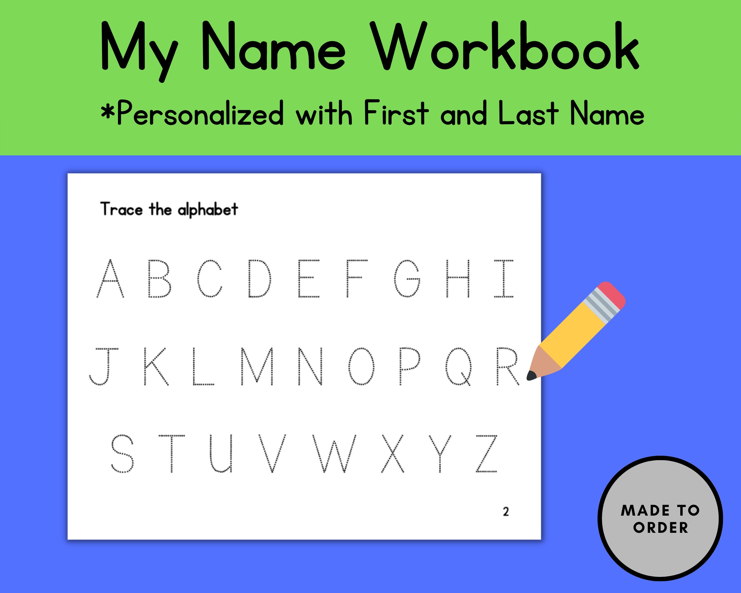 10 Page Trace My Name Workbook, Personalized Name Book, Practice My ...