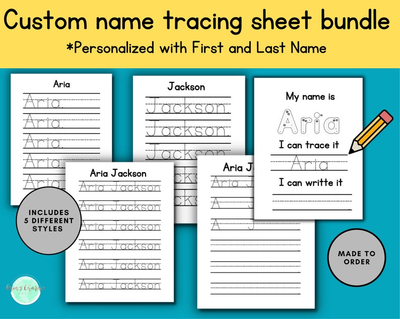 Custom Name Tracing Sheet Printable Bundle, Fine Motor Practice ...