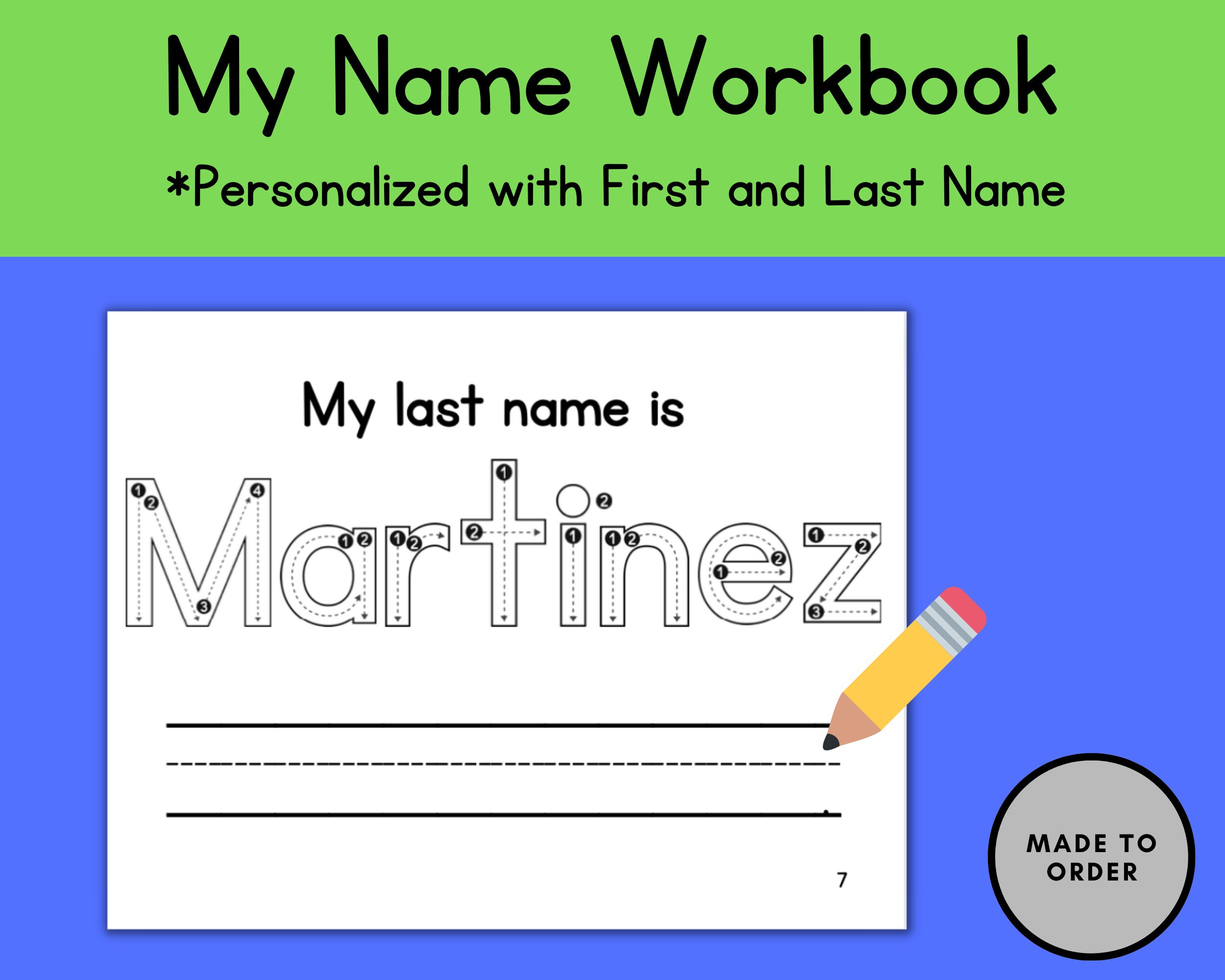 10 Page Trace My Name Workbook, Personalized Name Book, Practice My ...