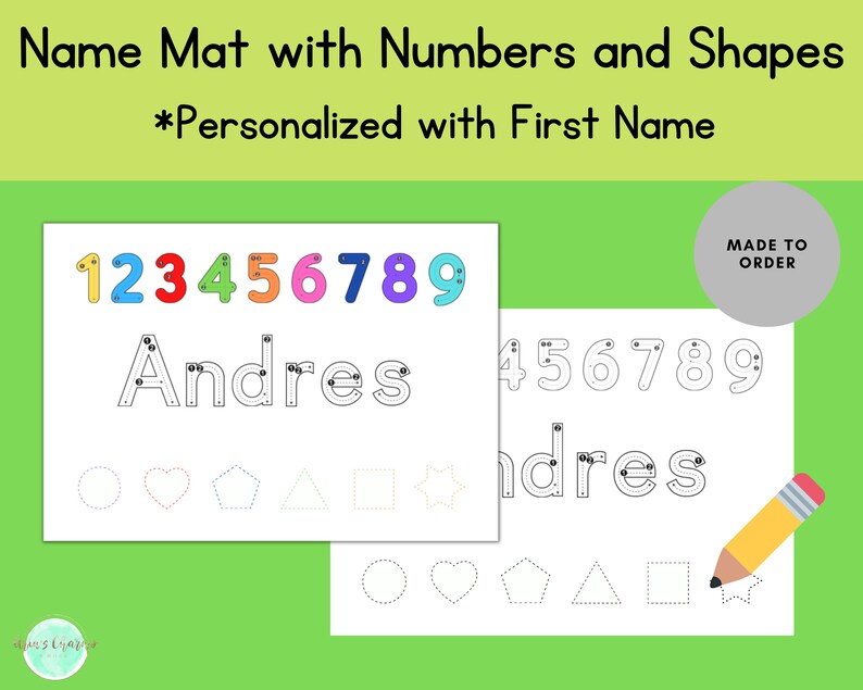 Personalized Name Tracing Mat, Numbers, Shapes (PDF Pattern) - Etsy