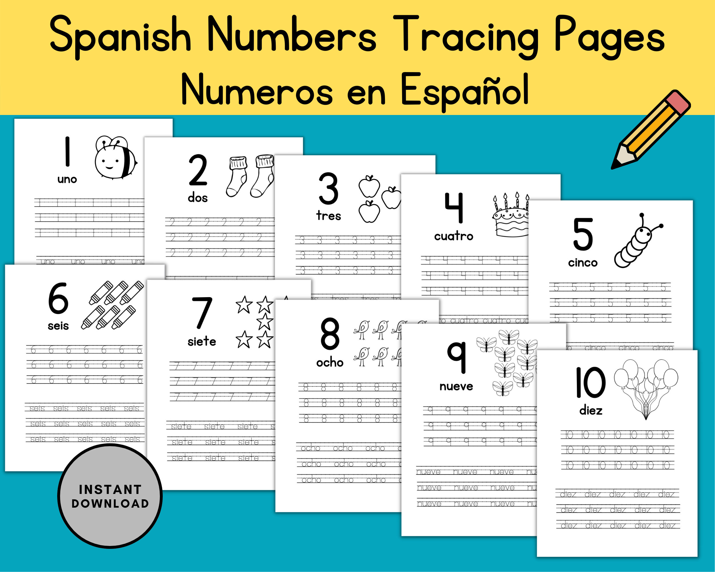 Number Tracing Pages, Números En Español, Spanish Numbers, Kindergarten ...