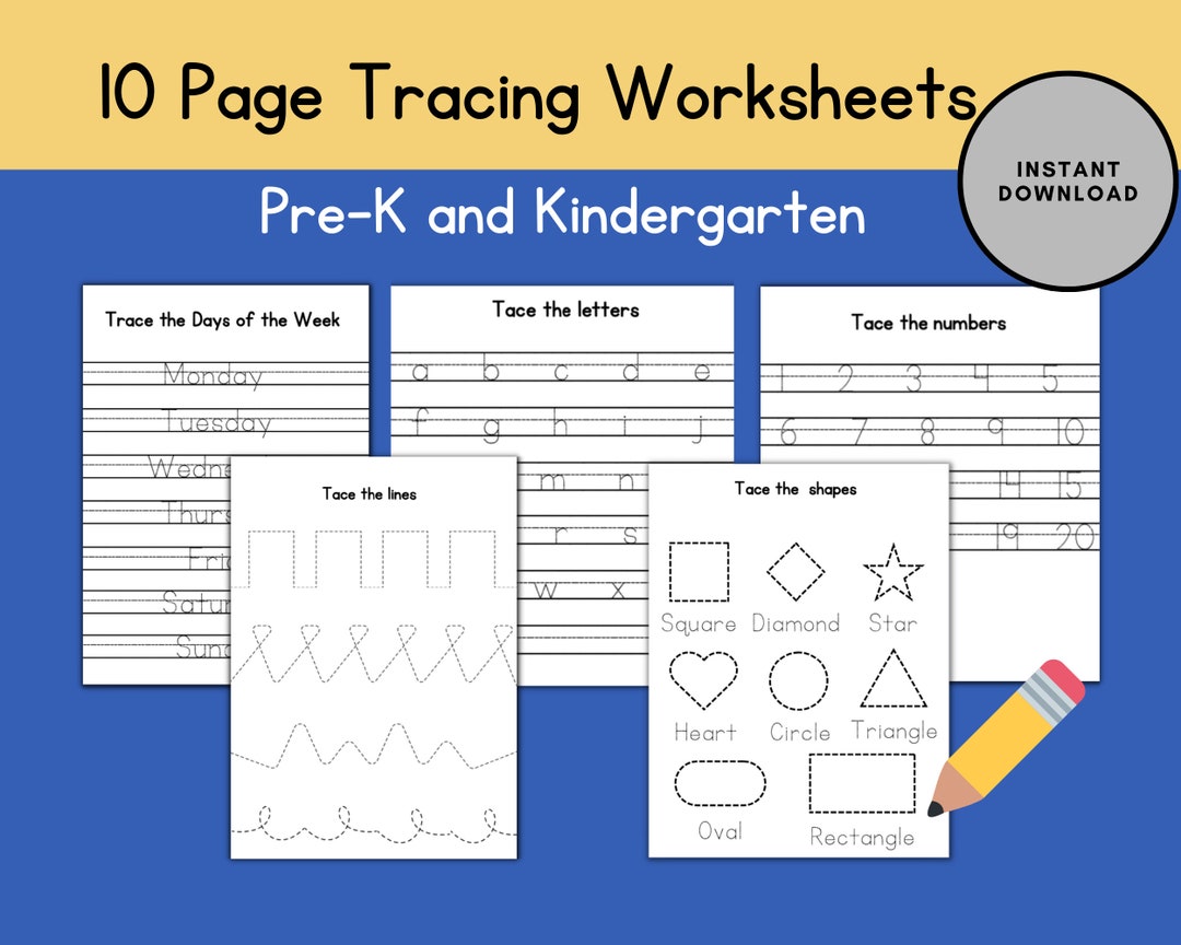 10 Page Printable Tracing Workbook Numbers, Letters, Shapes, Days of ...