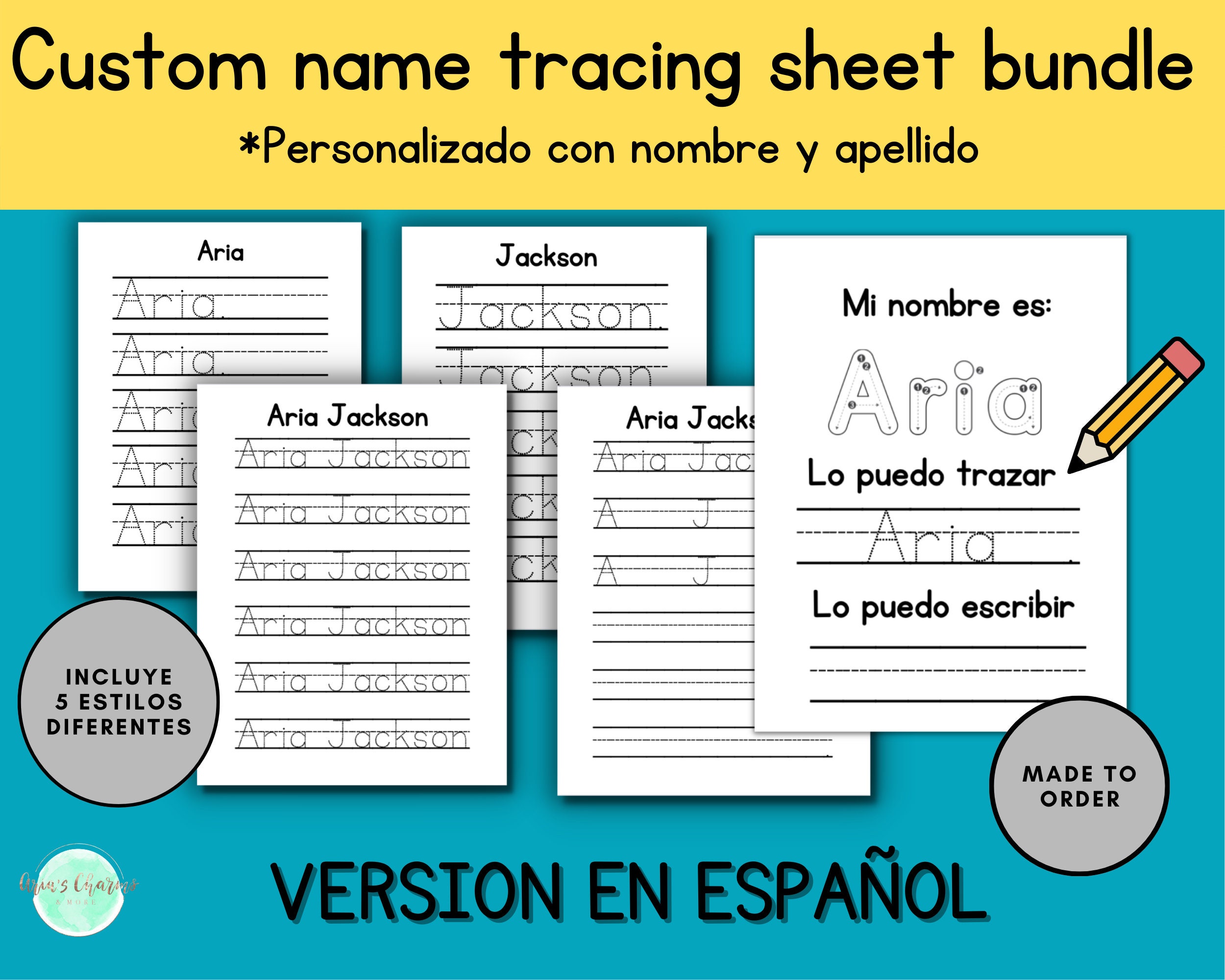 Custom Name Tracing Sheet Printable Bundle *SPANISH VERSION* Fine Motor ...