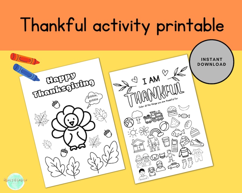 Thankful Thanksgiving Coloring Page for Kids, Thankful Printable Page ...