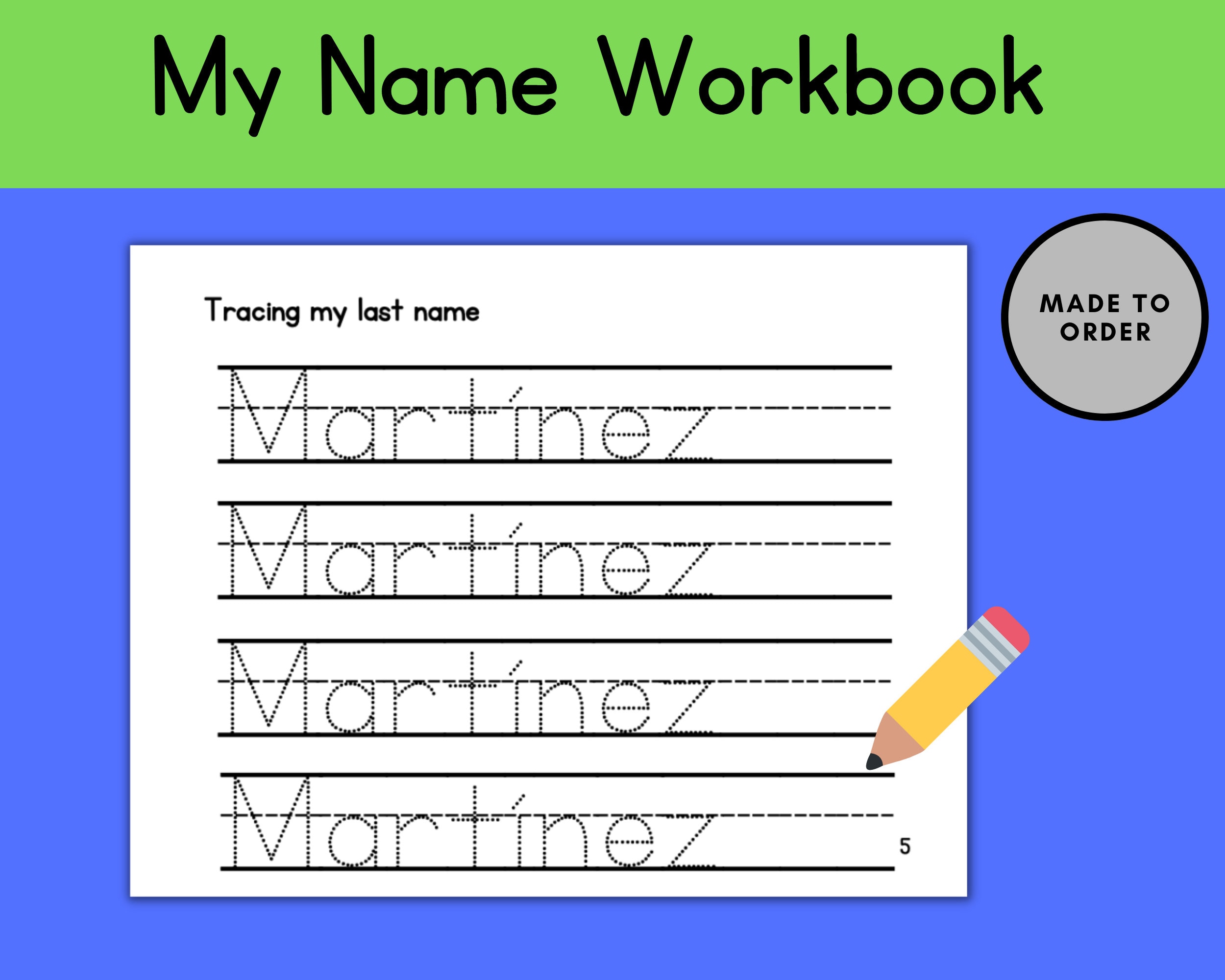 10 Page Trace My Name Workbook, Personalized Name Book, Practice My ...