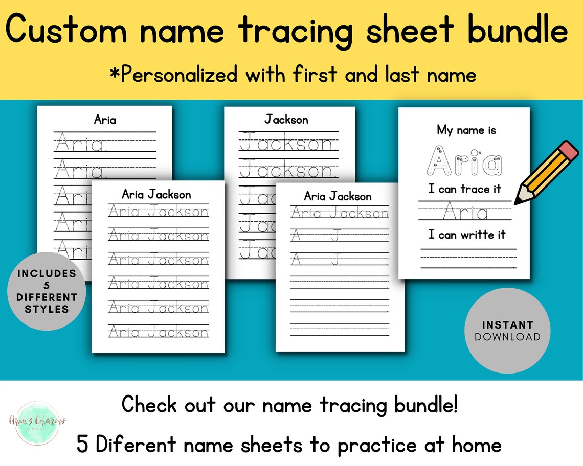Custom Name Tracing Printable, Fine Motor Practice, Handwriting ...
