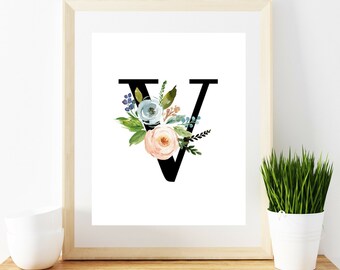 Monogram letter v | Etsy