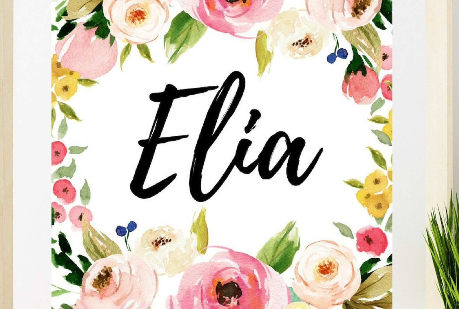 Elia Name Print for Nursery Name Print Nursery Name Floral | Etsy