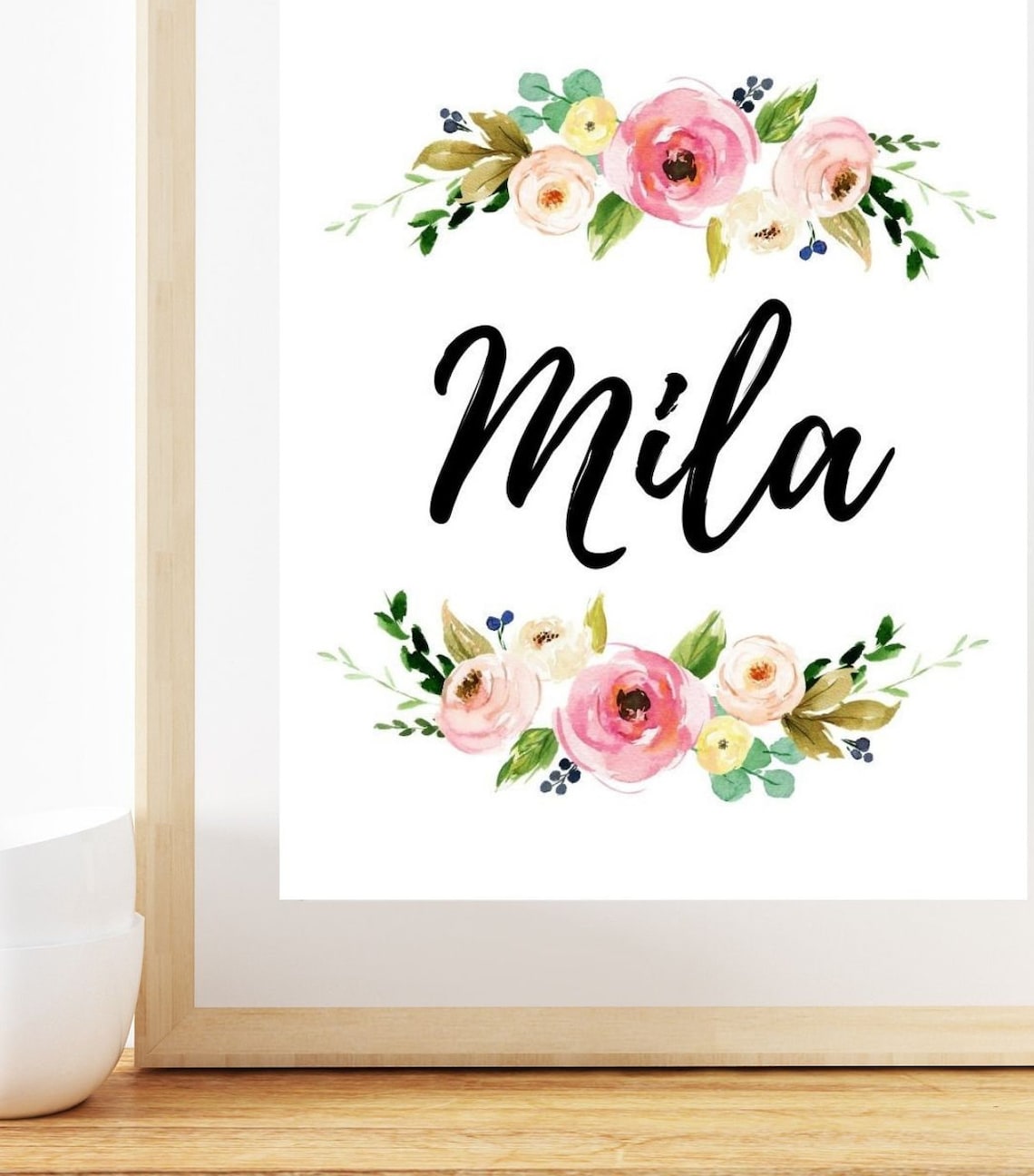 Mila Sign Mila Name Print for Nursery Nursery Name Floral | Etsy