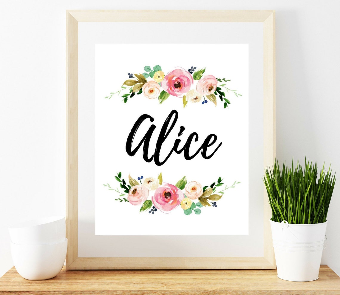 Alice Name Sign Alice Name Print Nursery Name Baby Girl | Etsy