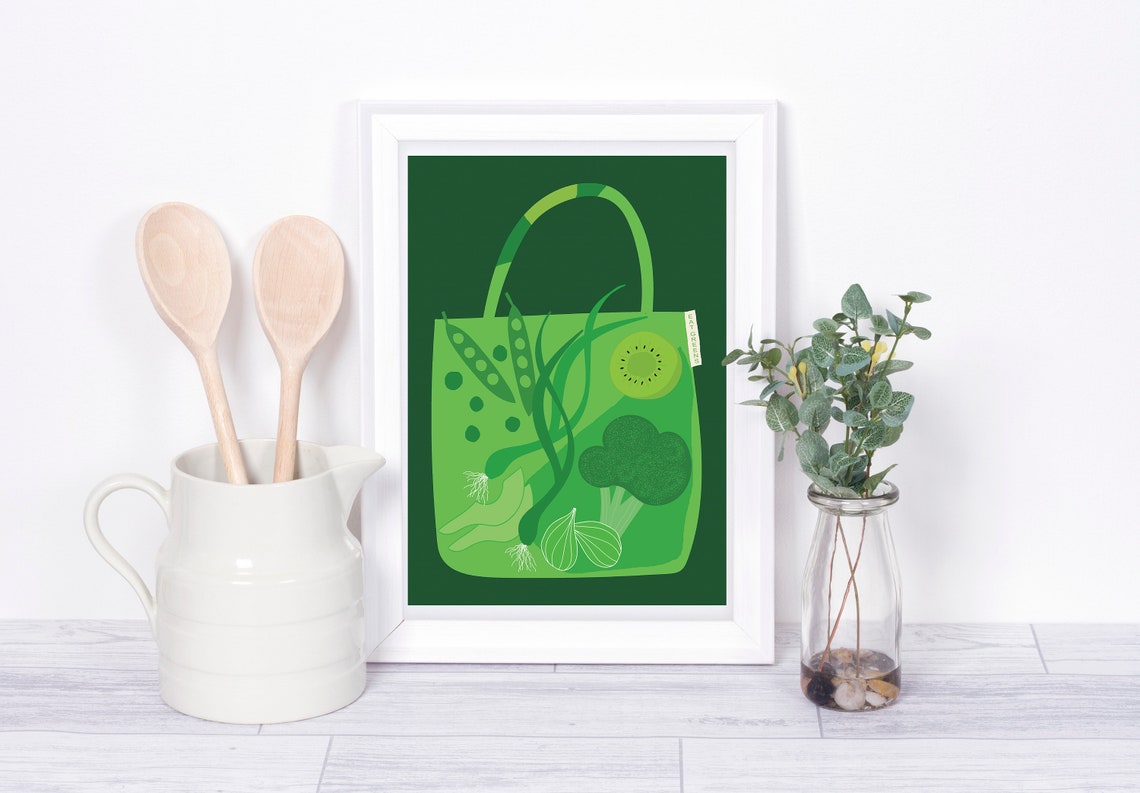 Eat Greens, Vegetables Art Print, Food Poster, Veggie Art Print, Green ...