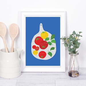 Kitchen Art Print, Tomato Basil Salad, Italian Food Poster, Vegetable ...