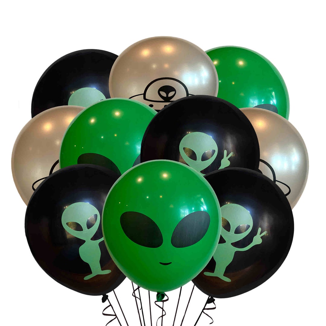 Alien Balloons 12", UFO Balloons Options Available, UFO Birthday Party ...