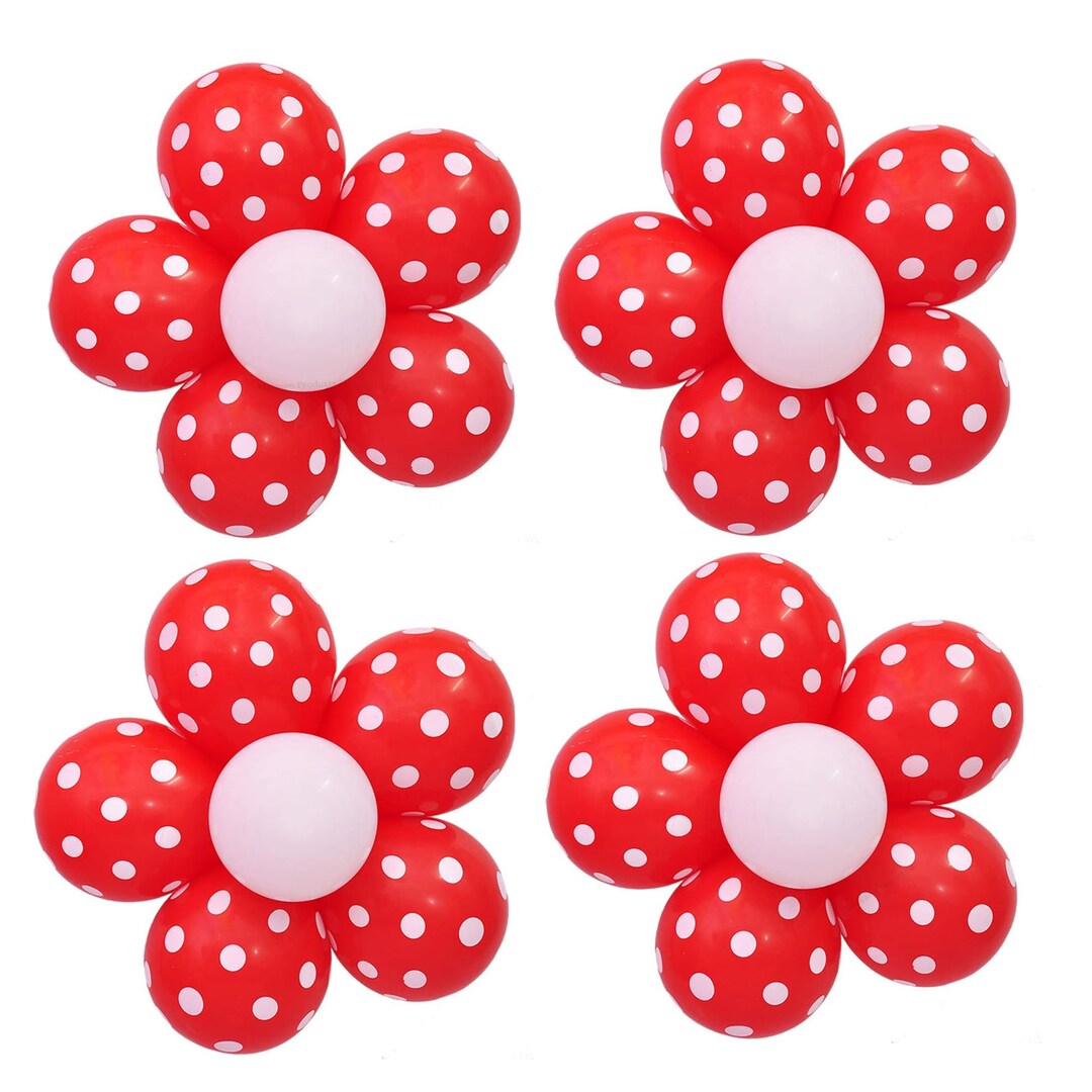 Flower Balloons 12", DIY Red Dot Balloon Flower, Flower Balloon Kit ...