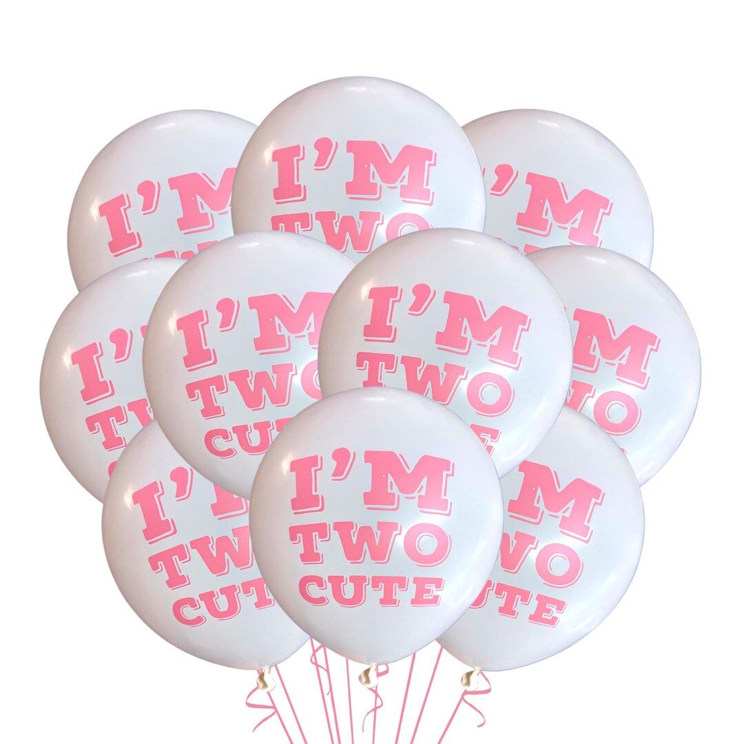 12 Pack I'm Two Cute Balloons, Two Cute Birthday, Two Cute Theme, 2 ...