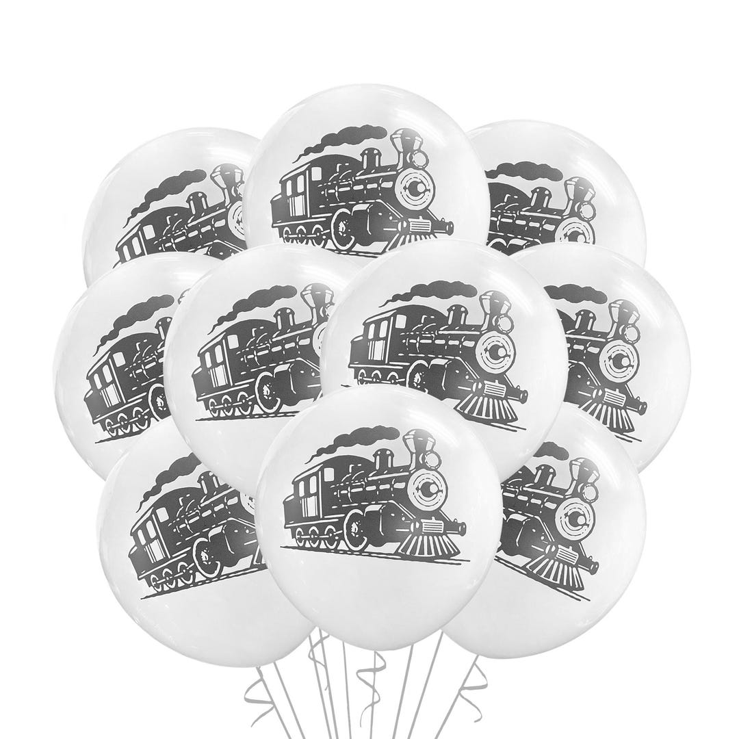 Train Balloons, 12" Train Party Balloons, Locomotive Theme Party ...