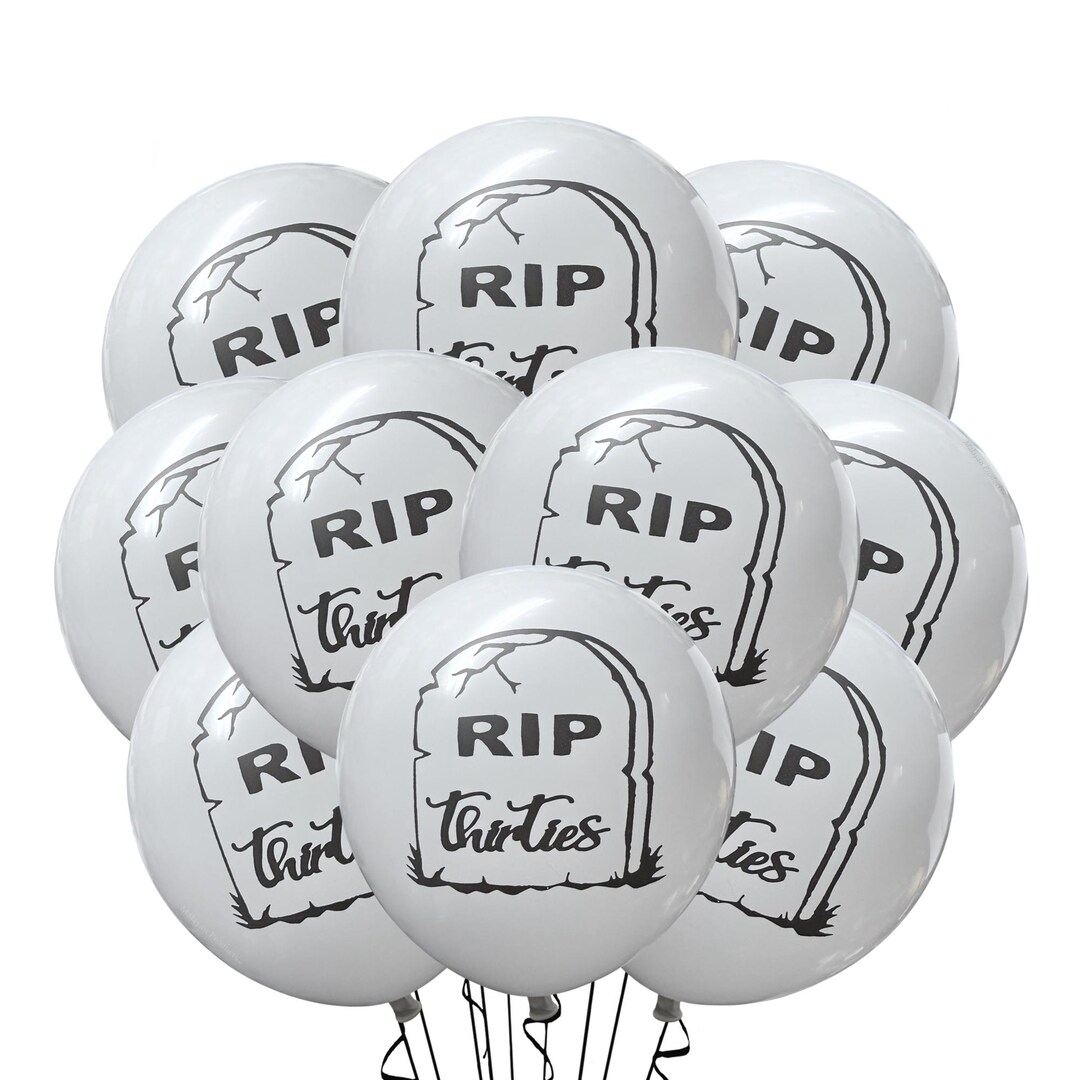 RIP Thirties Balloons, 12" Rip Thirties Birthday Party, 40th Birthday ...